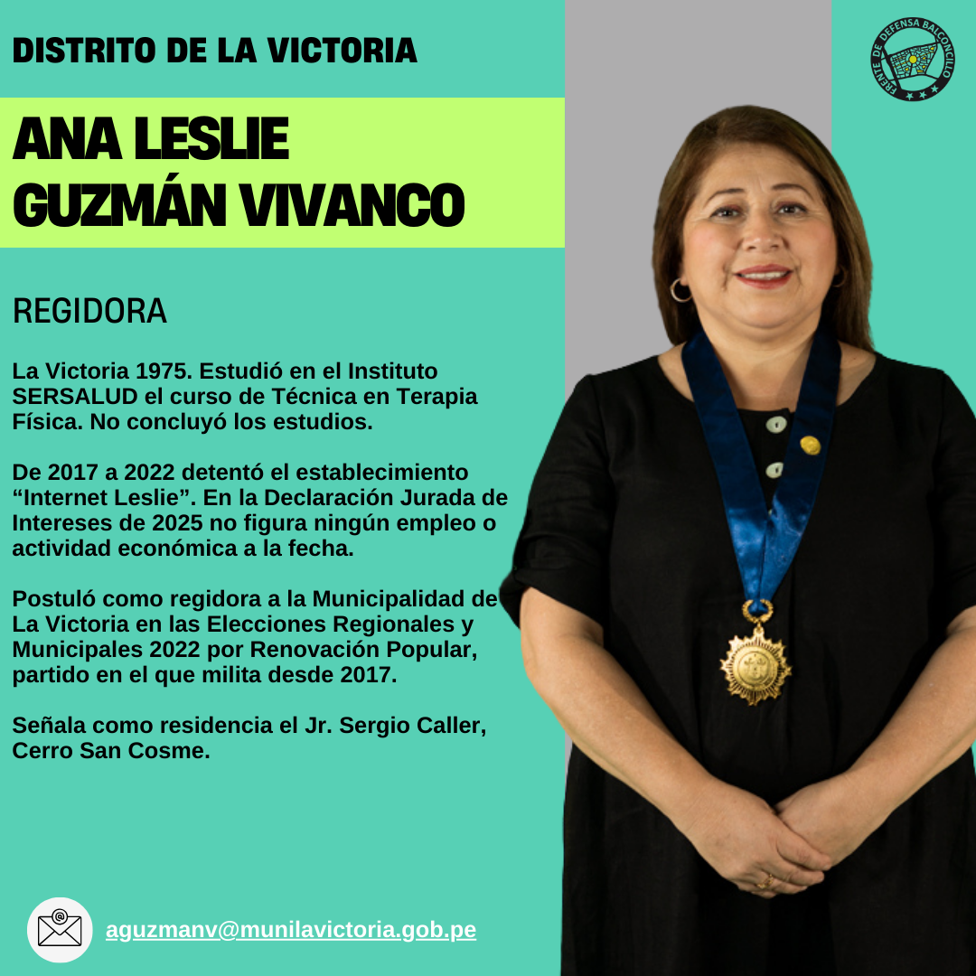 Conociendo a nuestros REGIDORES 2023-2026: ANA LESLIE GUZMÁN VIVANCO ...